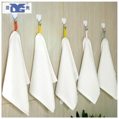 山东亚光牌家纺A类白色全棉小方巾抹布儿童口水巾吸水薄款5色挂钩