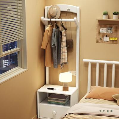 柜全实木床头卧室可用落地衣帽架移家动边柜置物收纳柜YDK一体挂