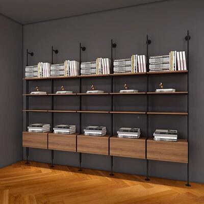 奶油天落风简约靠PDD10050墙置物架铁艺书架厅地挂墙客隔断顶立地