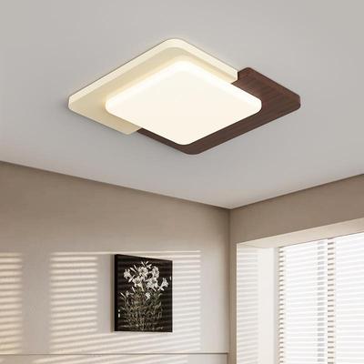 2法中古风大厅灯复古胡桃木纹护眼客式厅吸长顶灯205342新款方形