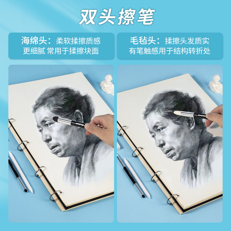 素描擦刀揉擦笔美术生专用工具细节阴影揉擦笔纸笔棉速写海绵笔海