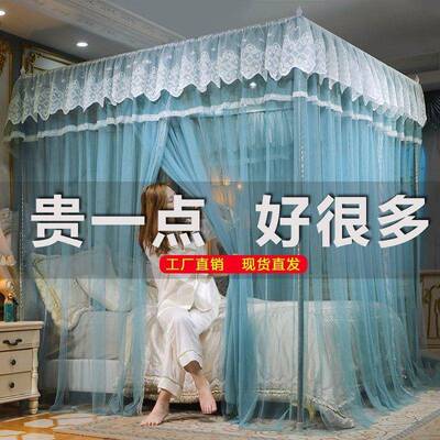 WSFZ1xYQ蚊帐新款21025宫廷加锈密三1开门不钢支架家用1.5/.8x2双