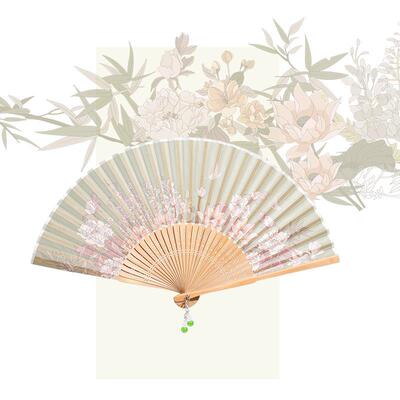 繁花配文创折扇叠扇复古汉服旗袍搭OBN夏日好折物
