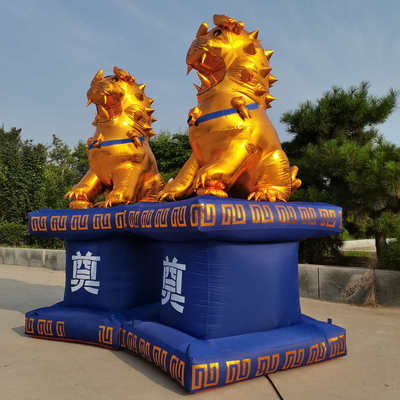 白事拱门充气金狮白布料气金狮事优质牌楼鹤蓝色模殡葬双门厅灯笼