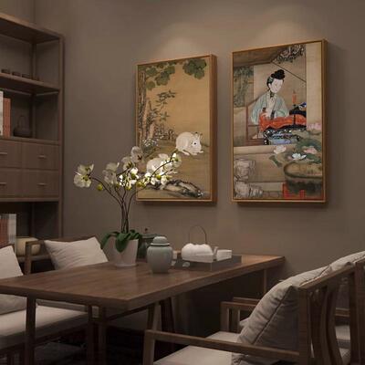 春倦新中式书房客厅装饰画复古女OKG读图人物国仕画仿阁古画玄关