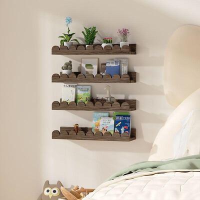 一字上壁置挂式木物架隔板实墙面装饰打孔客厅TTN搁墙板卧室壁挂