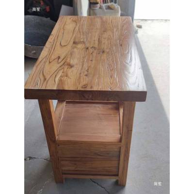 老榆茶木形茶道桌实木水柜鱼缸架茶几方边角几NLY全烧水一体大料