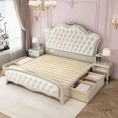 式实木床现代简约批8CNX米人双床主卧1批5米小1户型软包美婚床