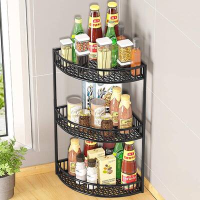 品厨房调料置物架新转F969H78S角处多层纳厨收房用收纳架夹角调料