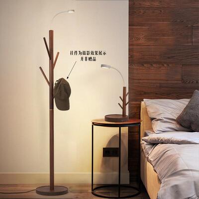 桃木969衣帽架落地灯卧室台灯客厅家用架地单杆立式简子易挂帽胡