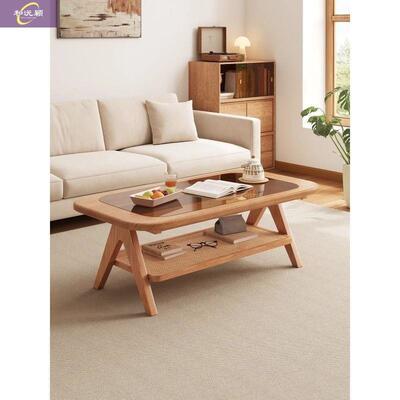新款木家用茶几客BYP厅奢轻简约小实户型代小桌现子玻璃日式茶几