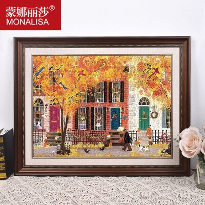 蒙娜丽莎邻里之秋拼图相框50.8*68.6cm邻里的秋天拼图框裱框画框