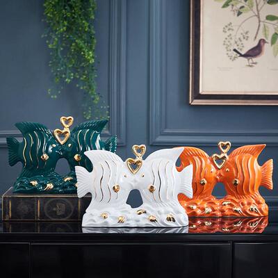 轻奢风户玄关亲鱼年22042年有余摆件家用客厅吻视柜博古入架装电