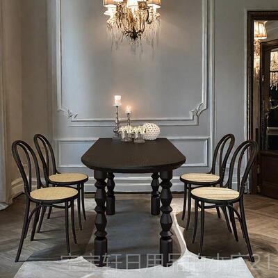 高档美餐全木小户型家用原木长桌工作台中古半桌式椭圆靠墙实轻奢