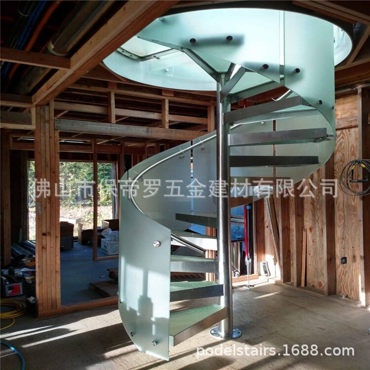 不锈钢304/316旋转 螺旋体 玻璃楼梯扶手整体楼梯别墅
