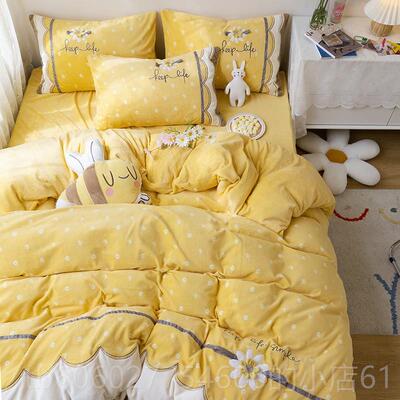 in休闲风格冬张季牛奶丝绒暖品床上用4四件套加双厚面QRL珊瑚绒被