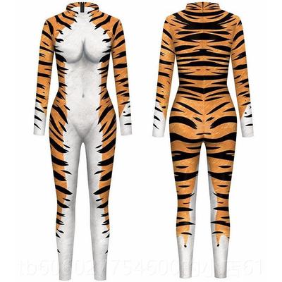 老纹连演出服成人youke体男女cos猛虎弹力身衣动物造型万紧圣节虎