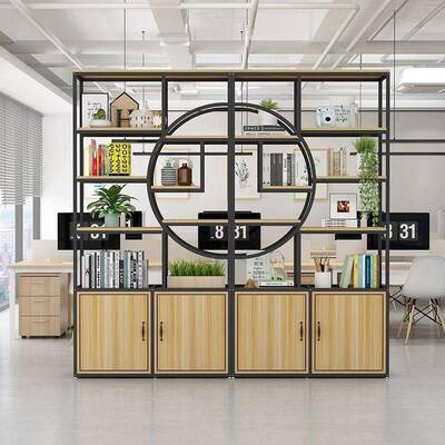 办工公室隔断置物风KQA架客厅屏入户装饰墙业风铁艺博古架展柜示