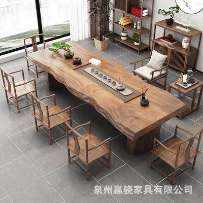 新TIW中式实木茶原桌全套木大板桌办泡椅家用茶台客厅公室会客茶