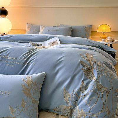 母婴级绣BCZA类全棉磨纯毛四件套棉卉被套被子花刺秋冬加厚精梳棉