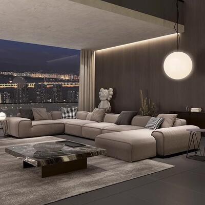 大牛沙发客厅发科技布磨砂布转极角沙夏黑图md沙发网红意式95470