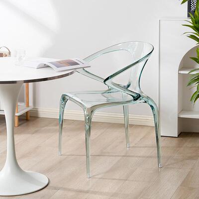 高级轻奢透明亚克力家用客厅餐椅纯色简约带扶手塑料休闲埃瓦椅