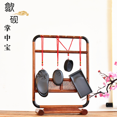 精品老坑石头镇尺把玩手握乾坤文镇兼原石歙砚砚台龙尾端砚小洮河