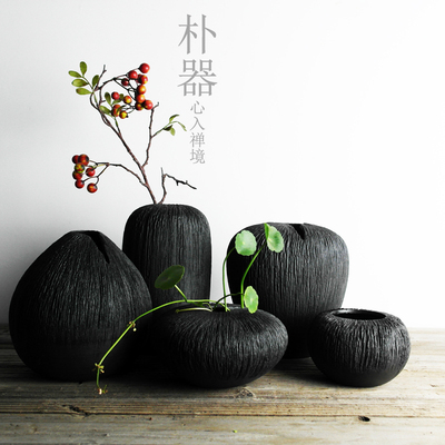朴器 粗陶花瓶 家居装饰花艺摆件花盆 学院派纯手工创意花插花器