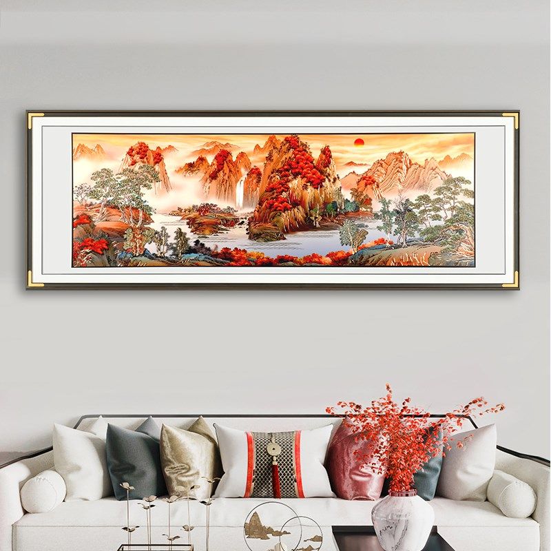 客厅沙发背景墙装饰画铜雕画中式鸿运当头高端壁画寓意好2025新款