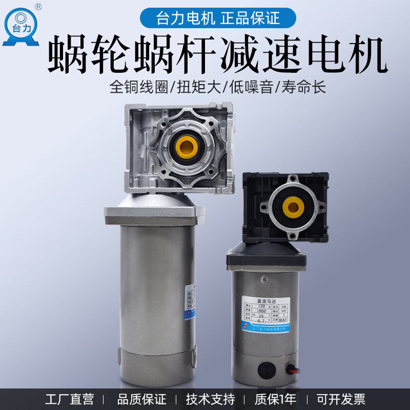 台力直流减速电机蜗轮蜗杆齿轮减速机12V/24V大功率变速马达