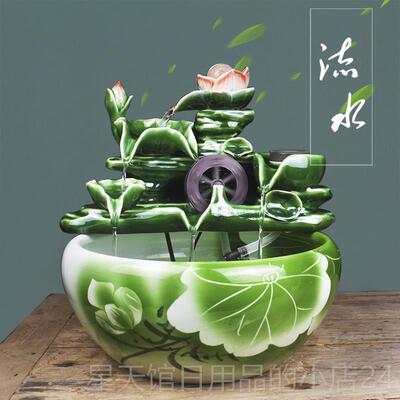 正品增氧陶瓷养鱼盆创意摆客厅水鱼缸件大财号家流用小型加湿招金