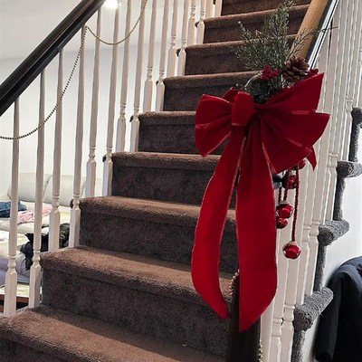 圣诞节装饰楼梯扶手蝴蝶结挂饰christmas装饰品氛围布置拍摄道具