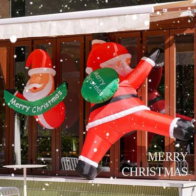 MGL圣诞节装饰品具爬圣诞老氛人充气场景布置道店铺围门头挂饰装