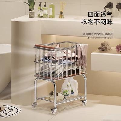 中古脏衣衣篮双层0-89衣服收筐架小推车置物家用纳浴室卫生间移动