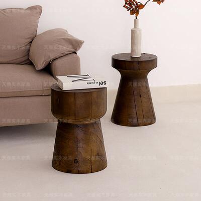 木墩实木凳原头木边几几4728圆形家用床头柜创意茶民宿木树桩矮凳