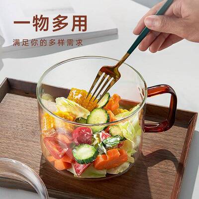 1F碗31FCID3泡面带盖大号宿舍学生温沙拉汤碗耐高玻加厚微波炉璃