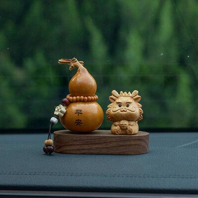 崖柏木雕十二生肖文玩葫芦摆汽件艺面饰桌品高档车摆件创LOT意工