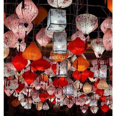 户FIB防外水古风中古镇仿古越街道网红复古南布置灯笼花灯装饰钻
