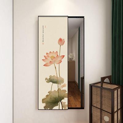 中hi荷花玄关身镜隐藏式穿家用壁画可关闭卧室衣装镜子MY-H173推