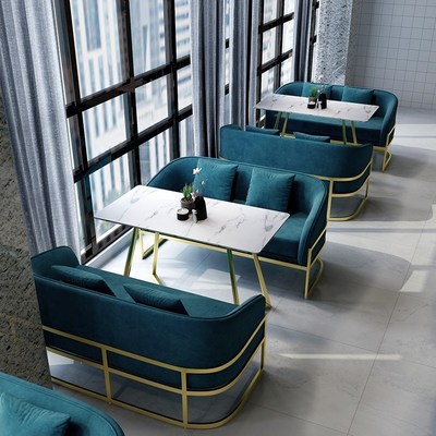 新款奶茶店咖啡厅卡座餐厅休闲休息区双人沙发甜品店洽谈桌椅组合