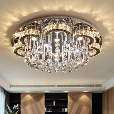 水晶圆形客厅主灯led吸气顶灯简约灯现代轻大卧UMX室灯餐厅灯奢灯