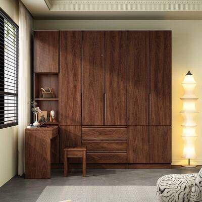 胡柜桃木实木衣柜黑角化妆桌组合小转户型卧室家用书桌一XMC66963