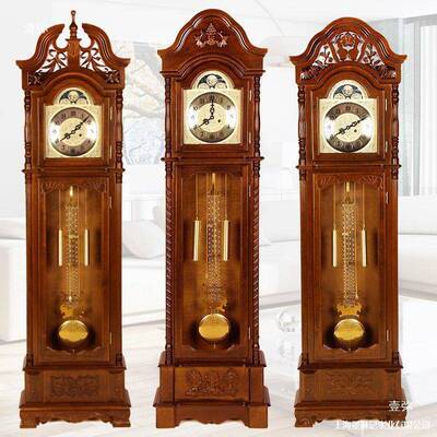 ALtj#lou式机落地欧钟实械木大立座钟客厅立钟中式复古别墅式发条