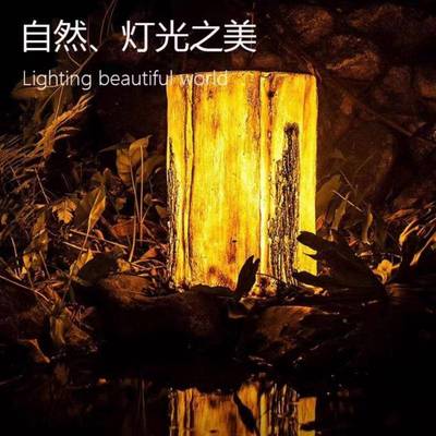 led树桩户外水太1阳能防园林景木观仿真草坪灯桩庭公院灯园树脂