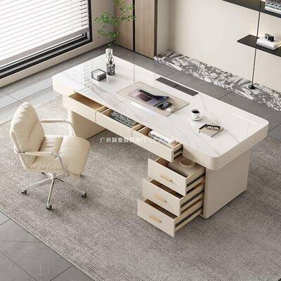 字意式极简卧约设计师轻奢现FHO代岩板书桌家用房室书办公电脑桌