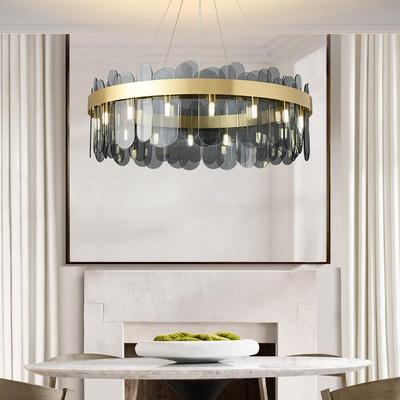 式客厅吊灯法20806轻水晶璃后现奢代简约澳洲saa奶油玻风餐厅卧室