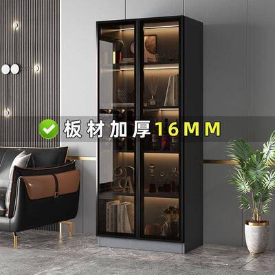轻奢简酒柜靠墙储物柜代约餐边柜家DDT586J7用体一边柜玻璃门展示