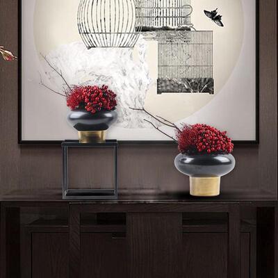 新中式桌仿真花盆栽盆景花绿植摆件售楼处洽谈73135桌餐家居假艺