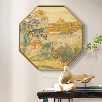 清明上河图挂画古风民俗装饰画中式饭店包厢玄关走廊遮丑墙面壁画