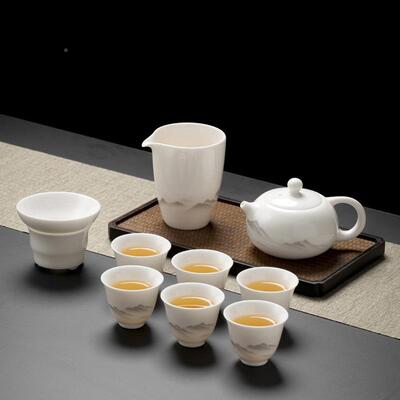 脂玉瓷功碗夫茶具套000111装轻奢家用公客厅泡羊茶办会客高档白瓷